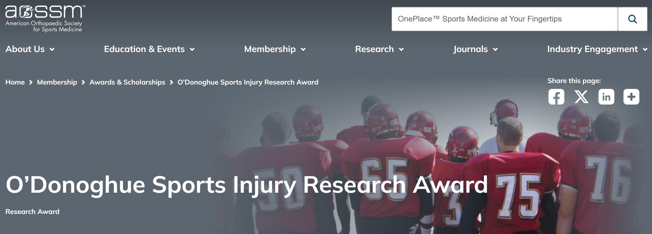 Dr. Martin Awarded AOSSM's 2024 O'Donoghue Sports Injury Research Award ...